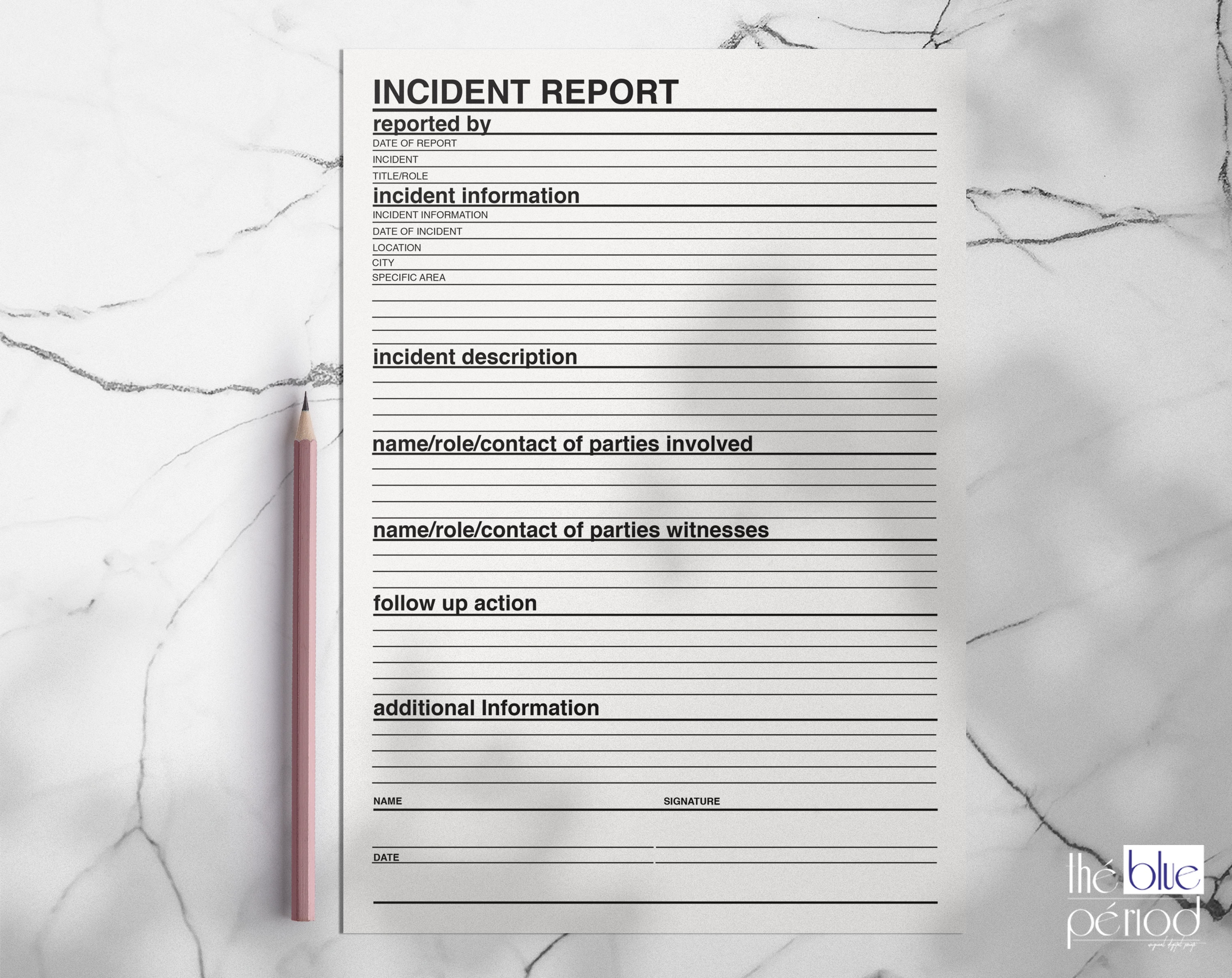 Printable Incident Report Card - Etsy