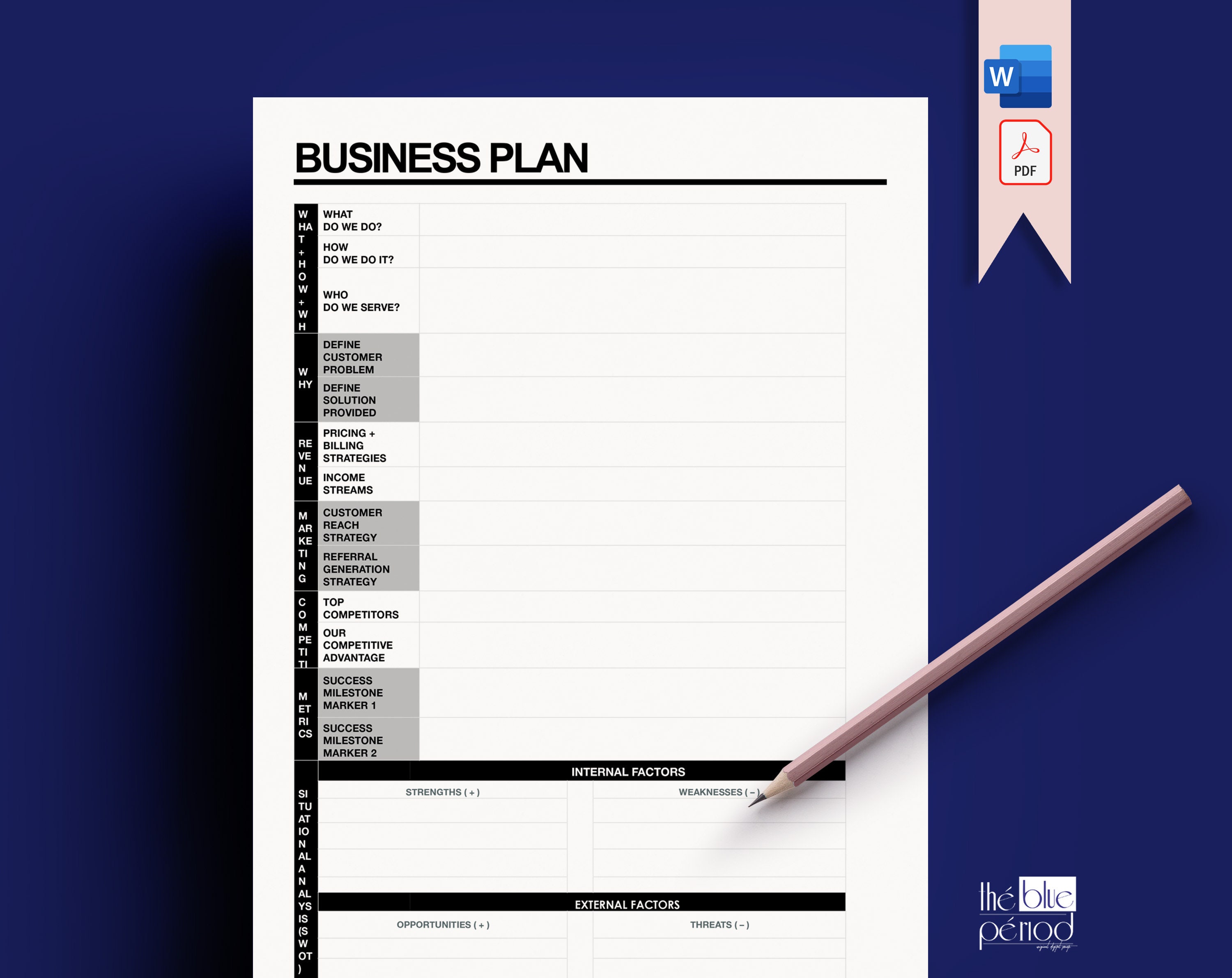 One Page Business Plan Template - Etsy