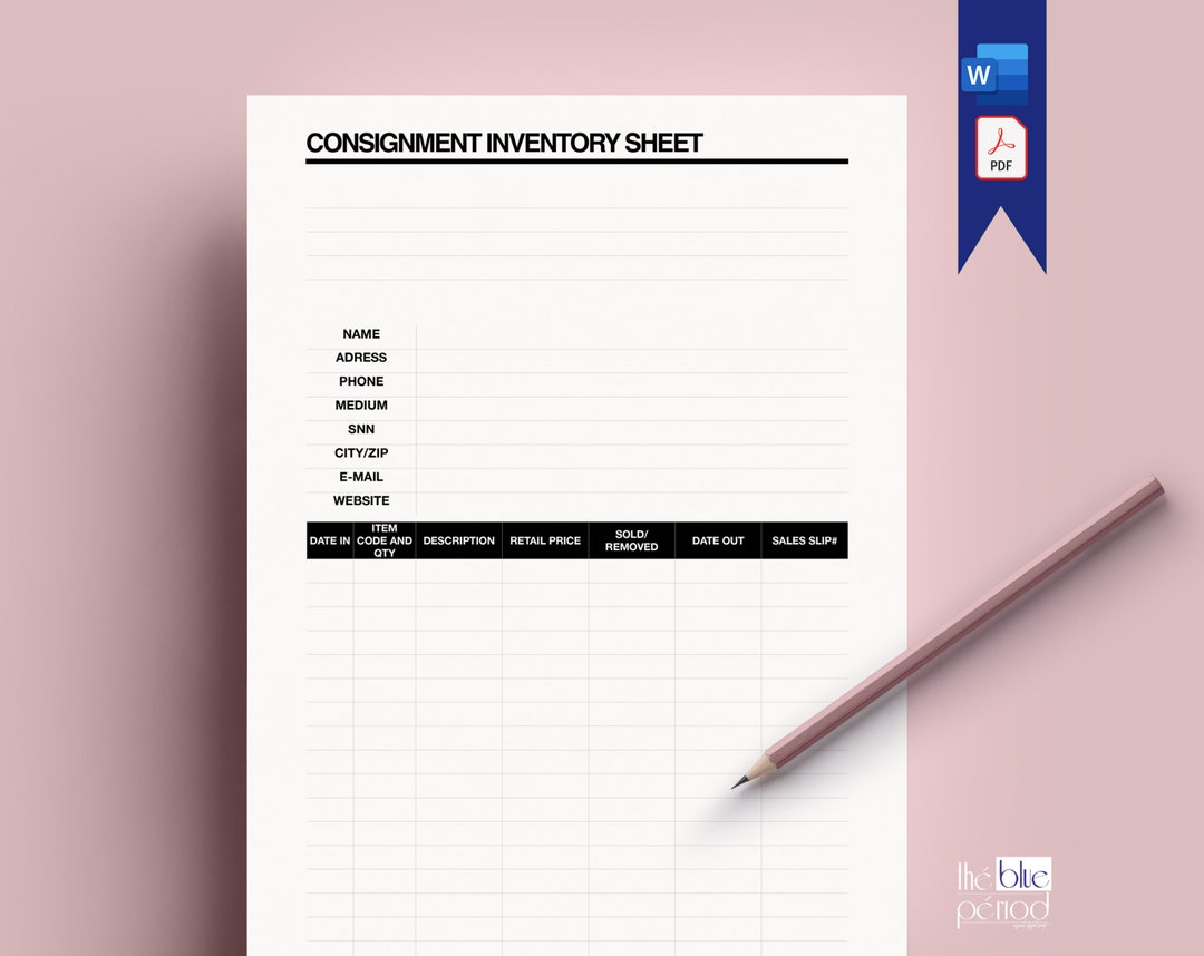 Editable Consignment Inventory Sheet - Etsy
