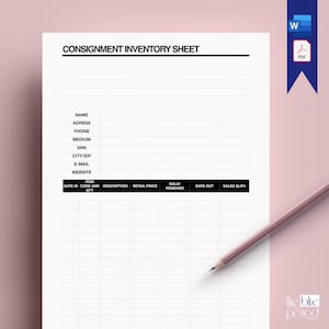 Editable Consignment Inventory Sheet - Etsy