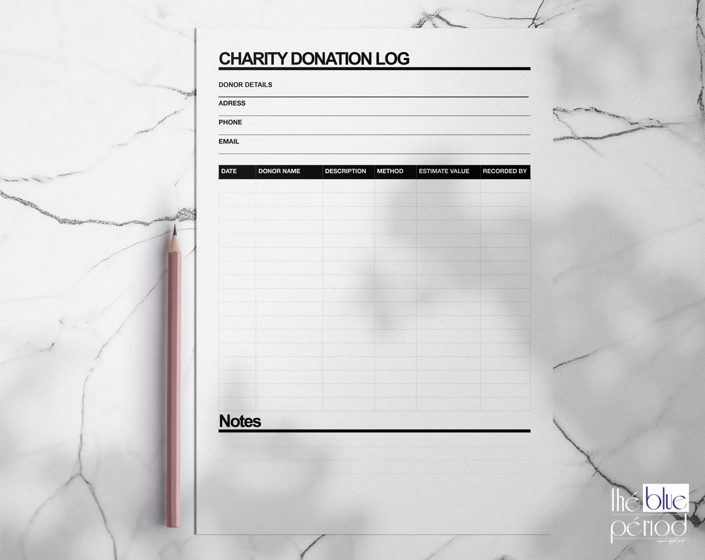 Editable Charity Donation Log - Etsy