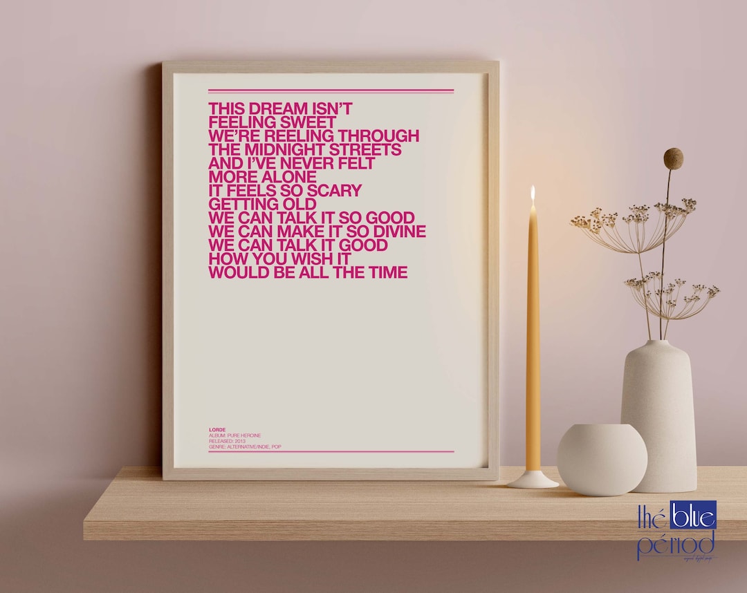 Lorde Poster, Ribs Lyrics - Etsy