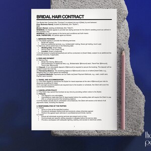Editable Bridal Hair Contract Template - Etsy