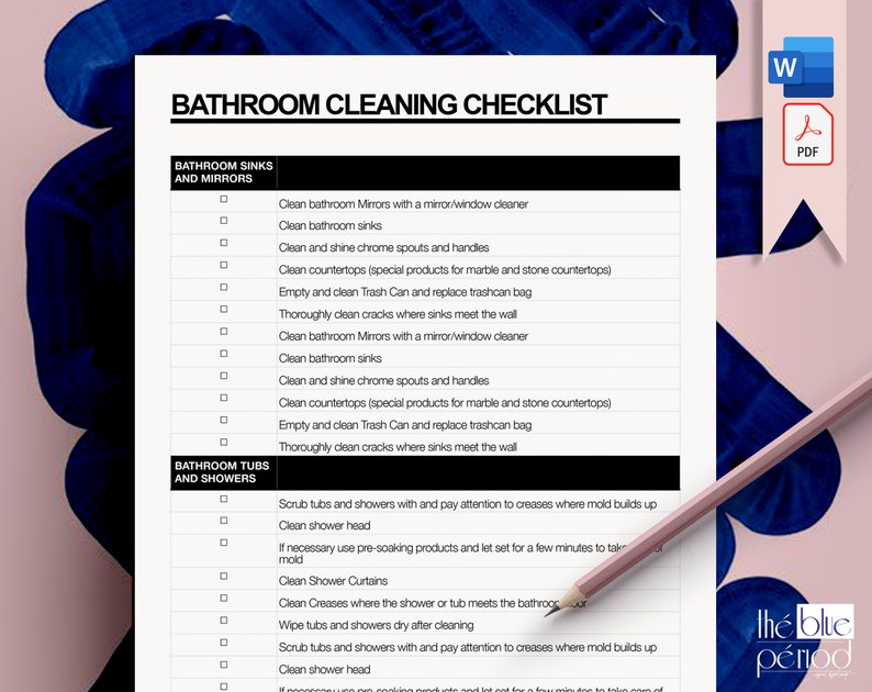 Editable Bathroom Cleaning Checklist - Etsy