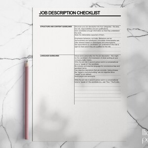 Editable Job Description Checklist - Etsy