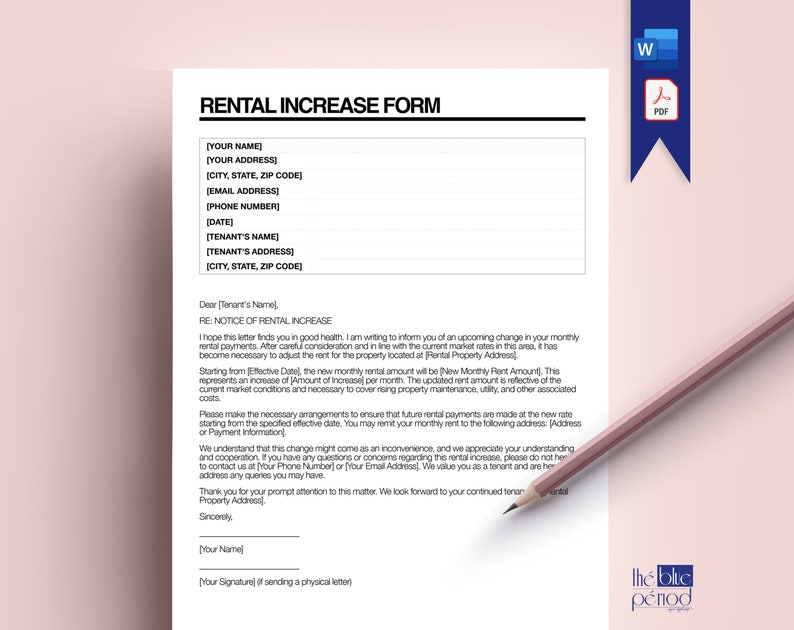 Editable Rental Increase Form - Etsy
