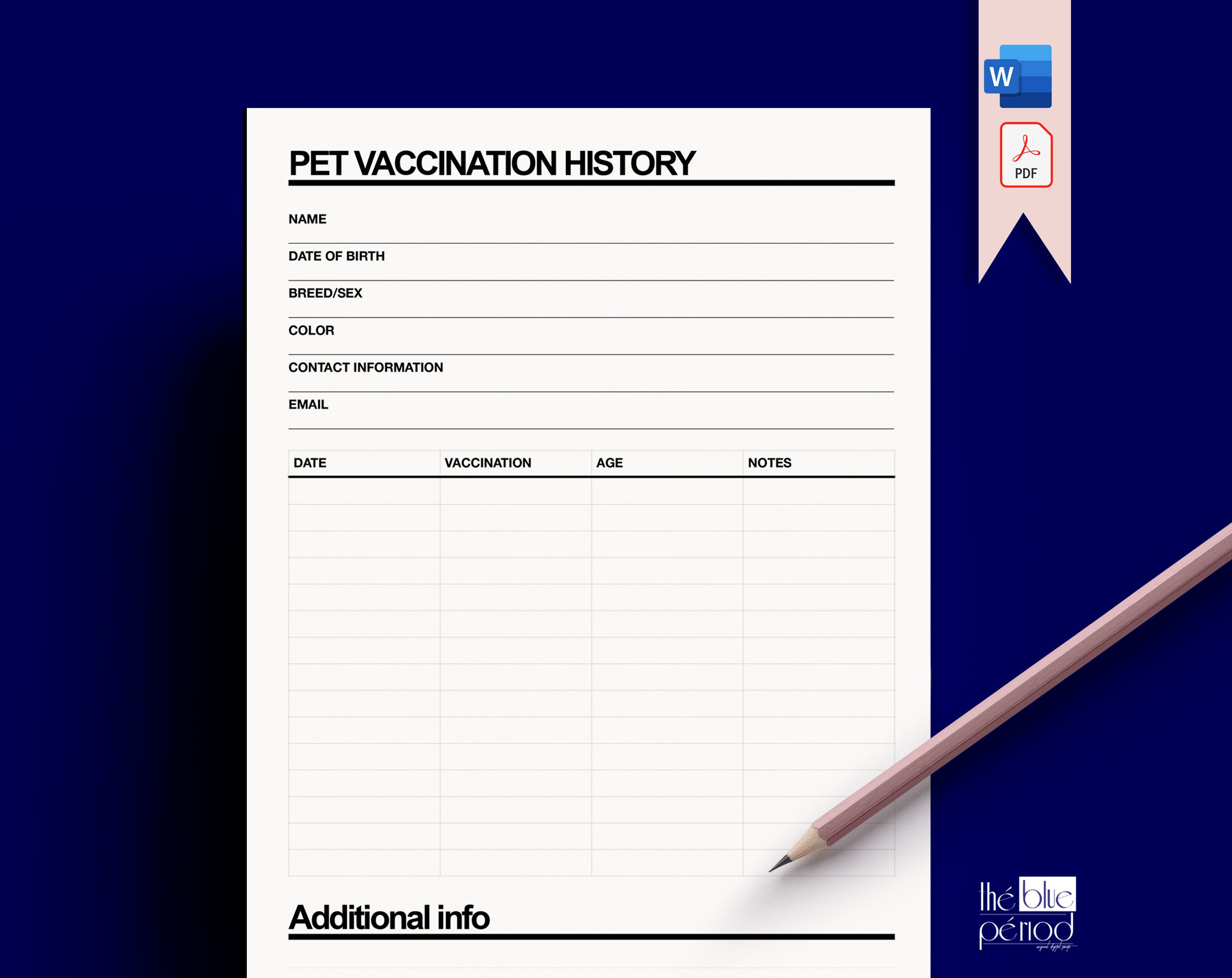 Editable Pet Vaccination History - Etsy