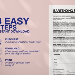 Editable Bartending Services Contract - Etsy