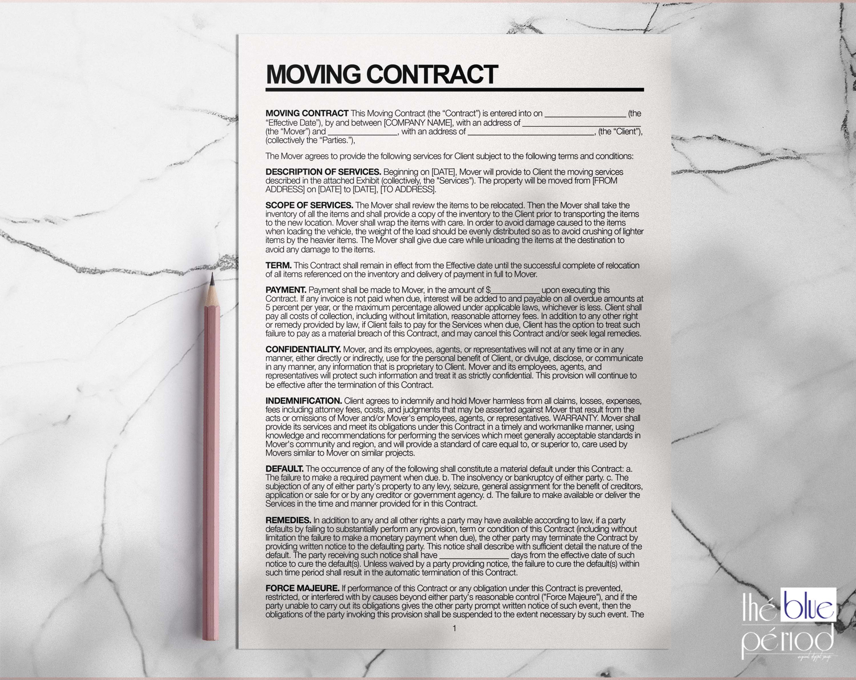 Editable Moving Contract - Etsy