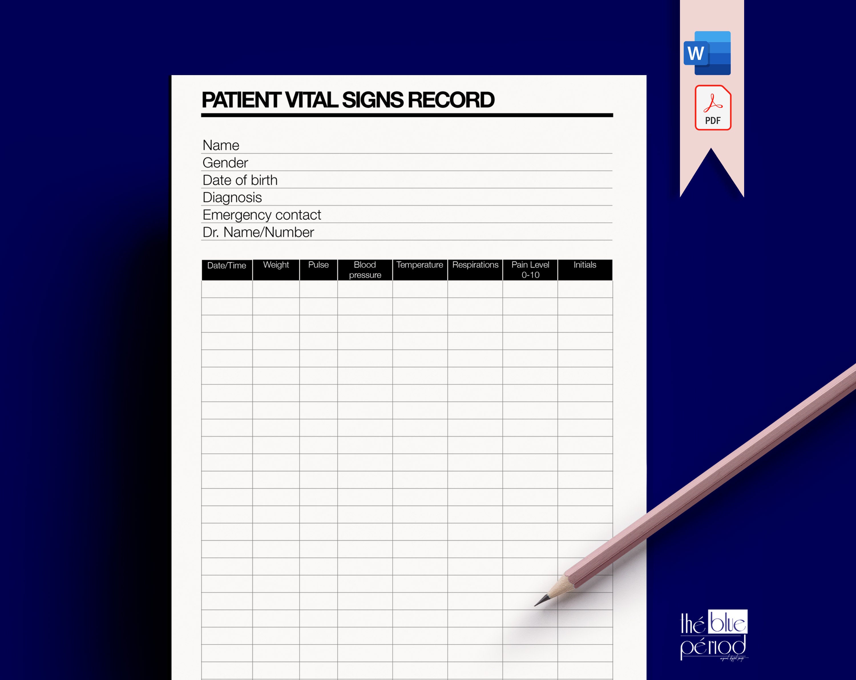 Editable Vital Signs Record Form - Etsy