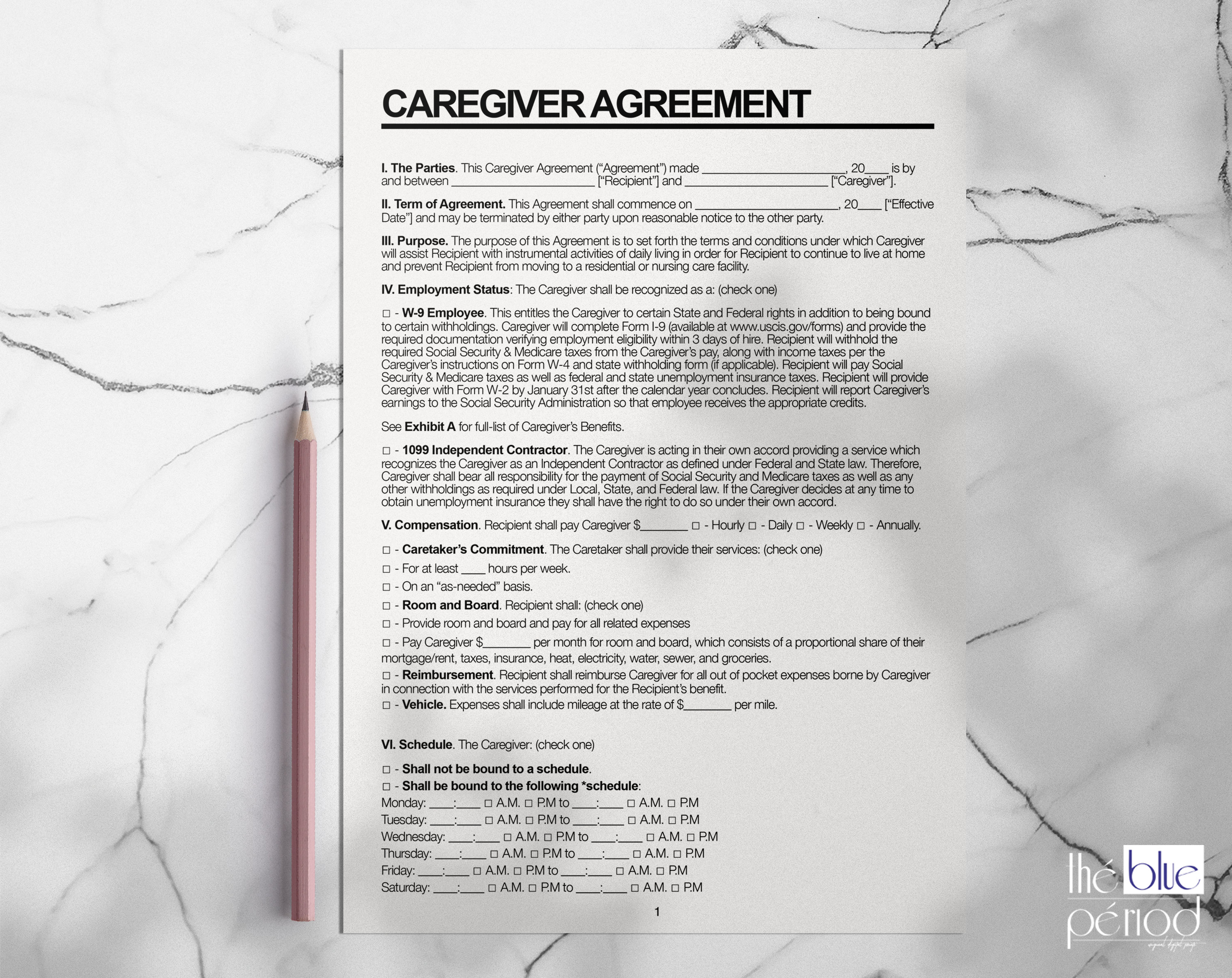 Editable Caregiver Contract - Etsy