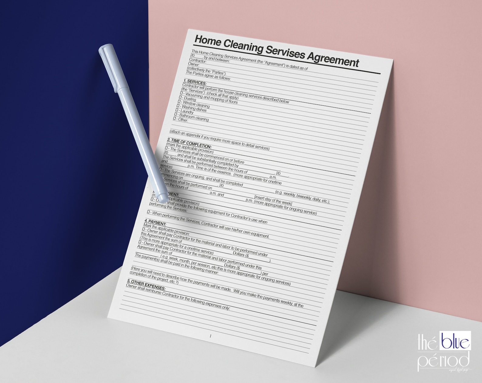 Printable Cleaning Services Agreement - Etsy