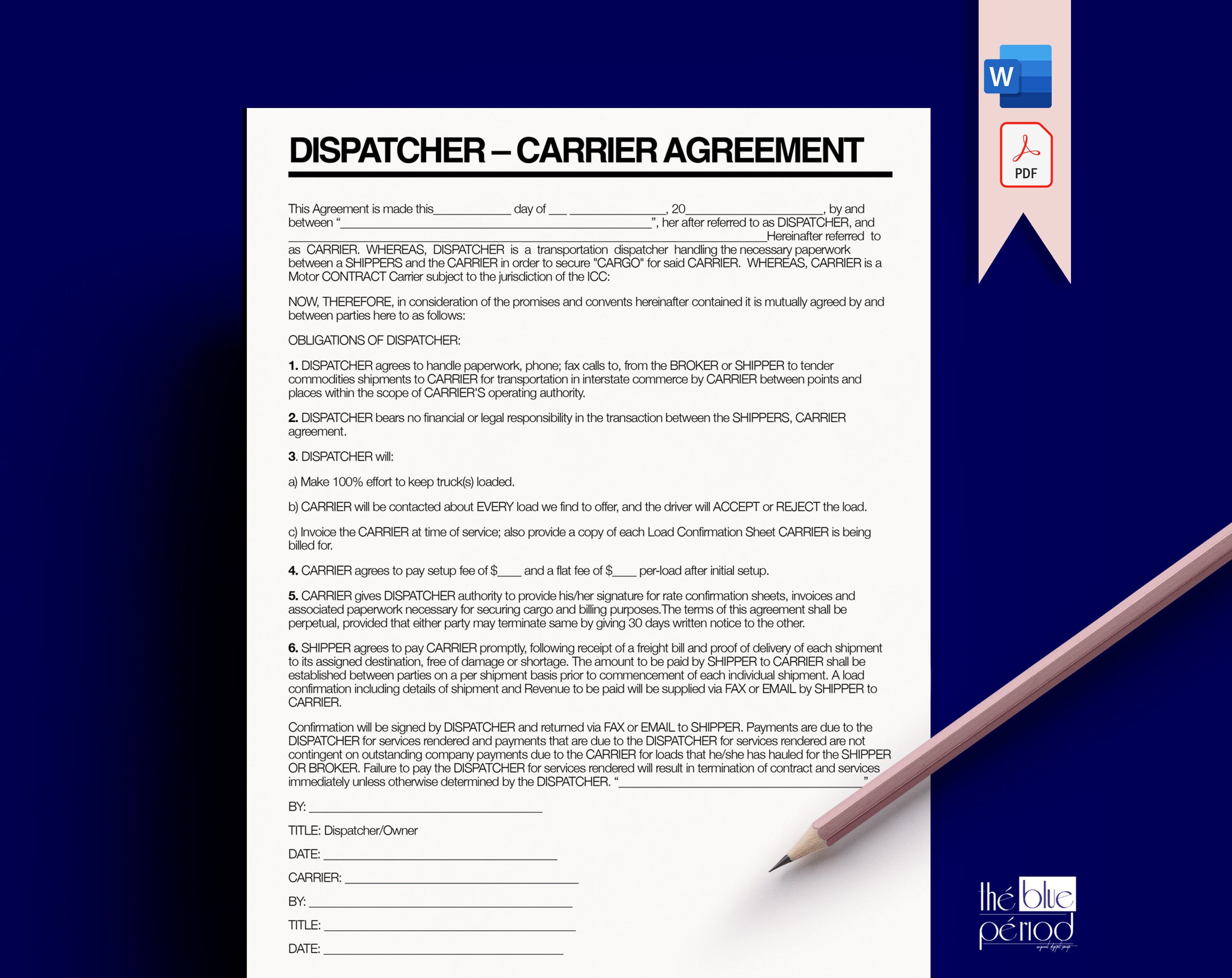 Editable Freight Dispatch Carrier Contract - Etsy