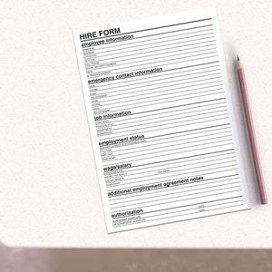 Printable HR Hire Form PDF | Etsy