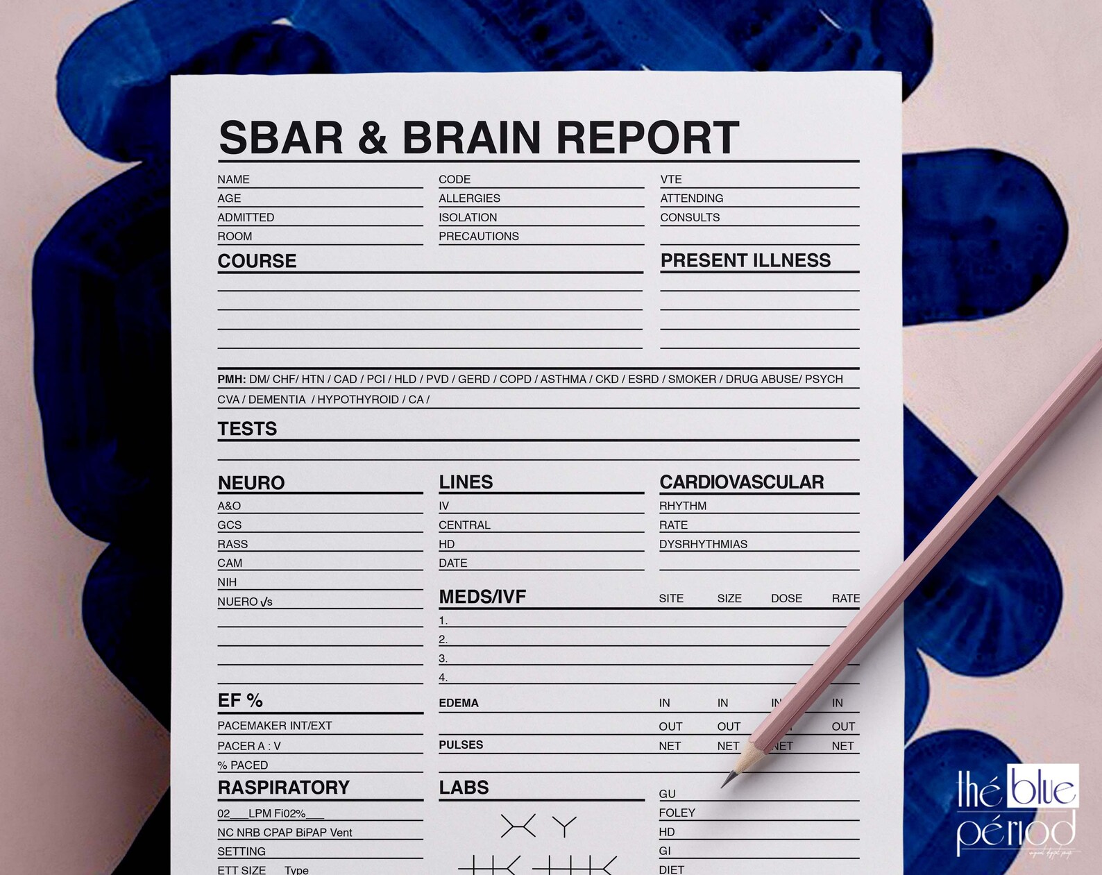 Sbar & Brain Nursing Report Sheet, Single Patient Nurse Report Sheet ...