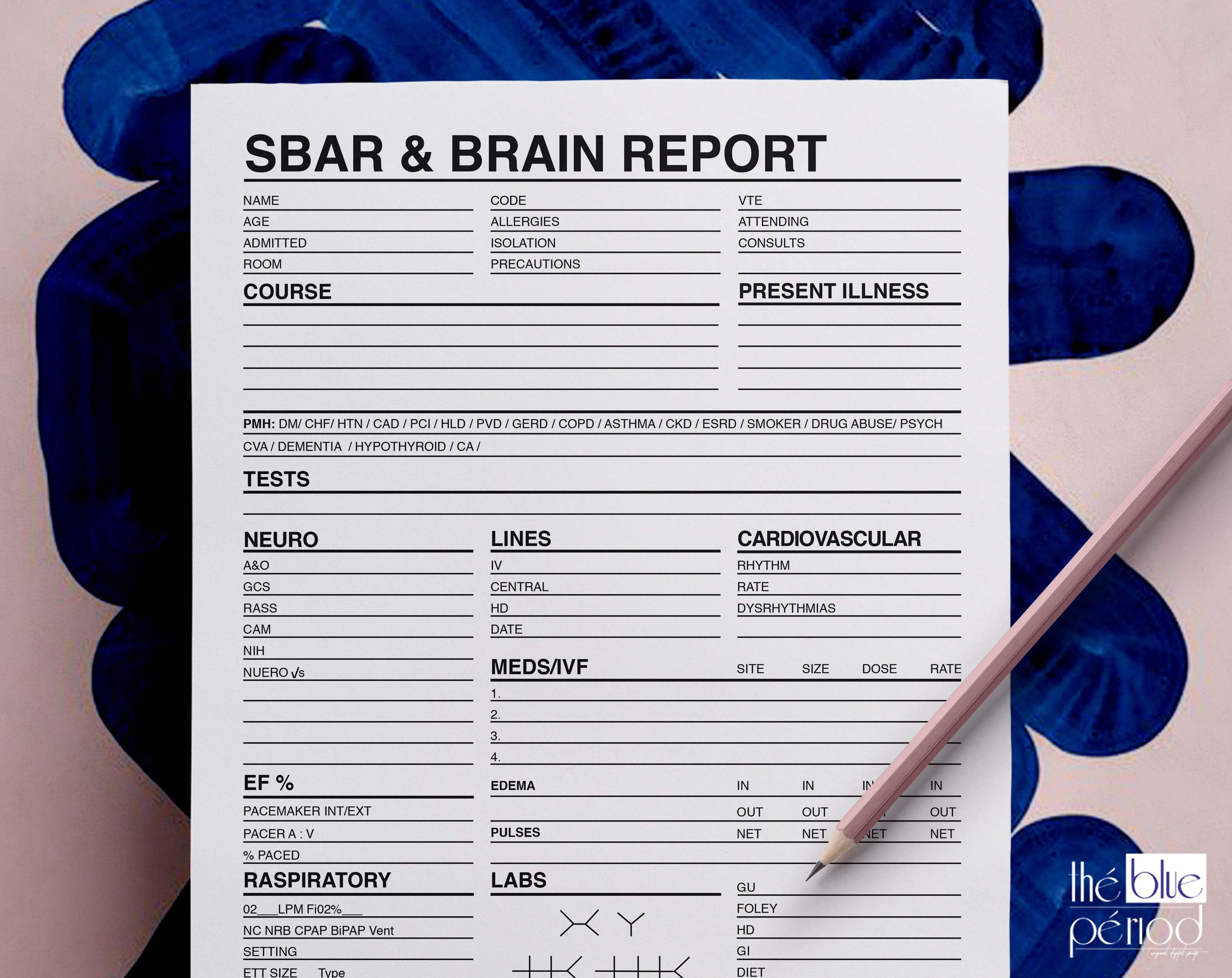 Sbar & Brain Nursing Report Sheet, Single Patient Nurse Report Sheet ...