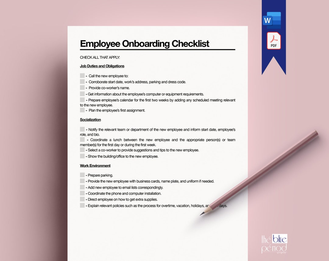 Editable Employee On-boarding Checklist - Etsy