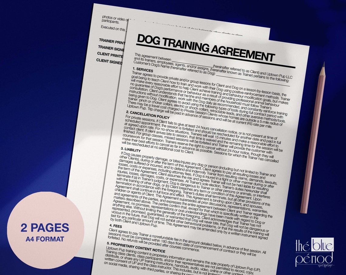 Editable Dog Training Agreement - Etsy