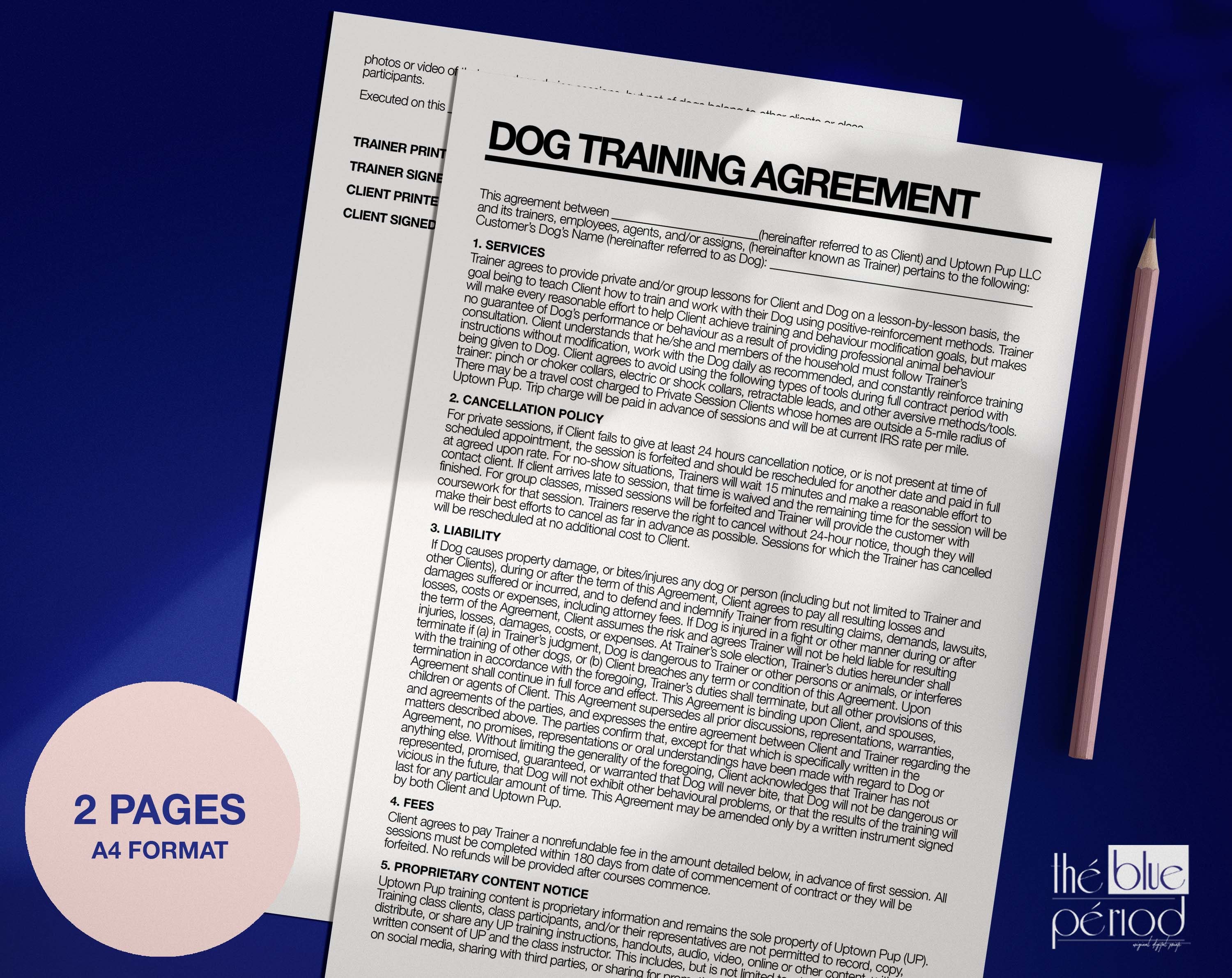 Editable Dog Training Agreement - Etsy