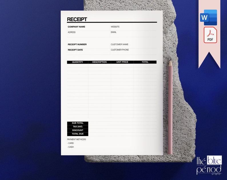 Editable Receipt Form - Etsy