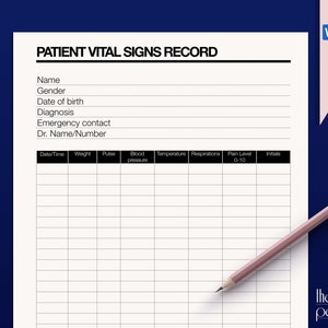 Editable Vital Signs Record Form - Etsy