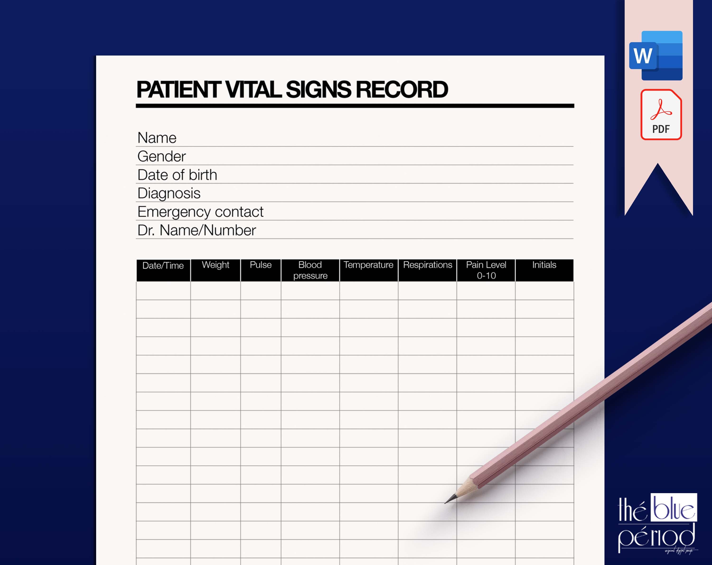 Editable Vital Signs Record Form - Etsy
