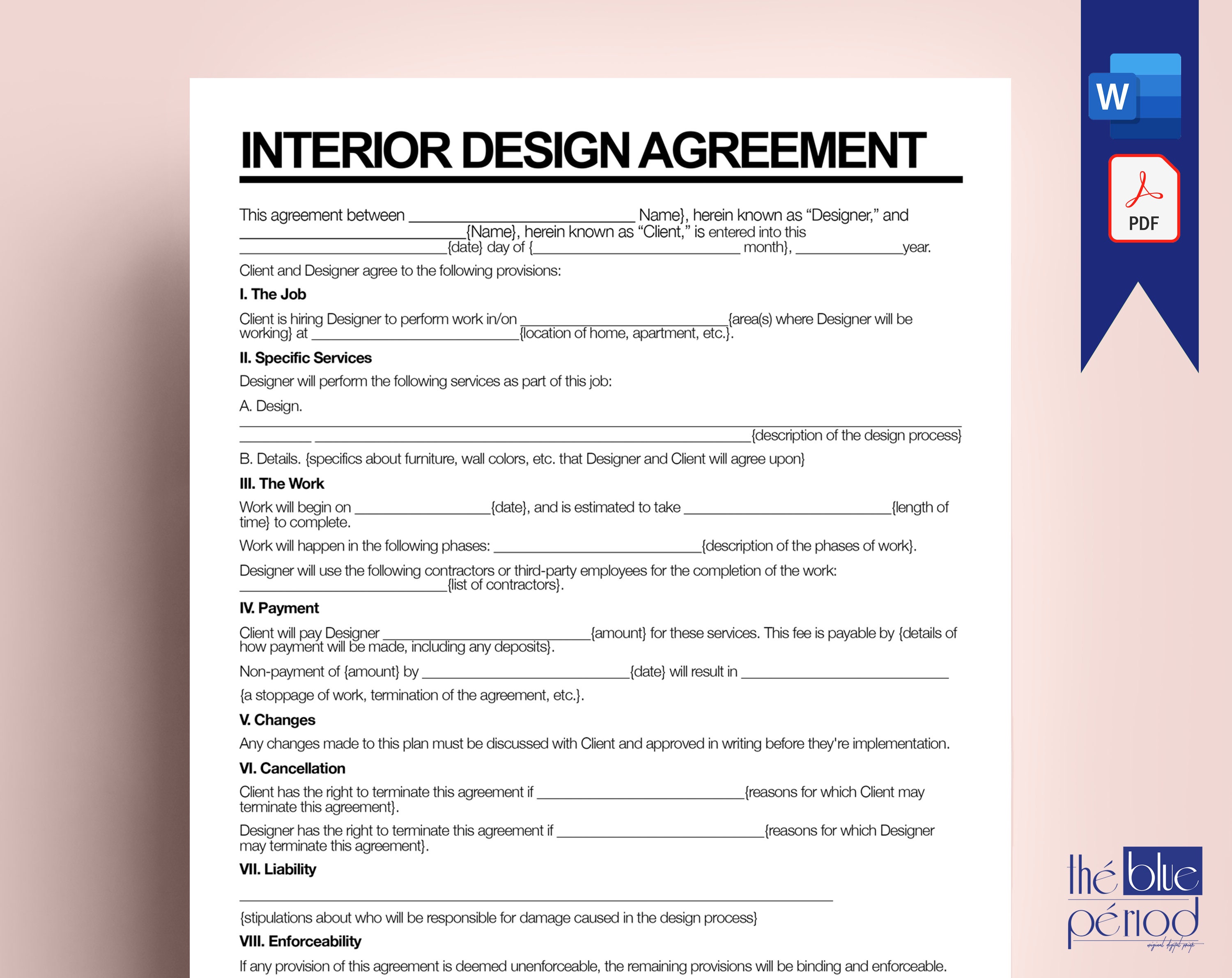 Editable Interior Design Contract - Etsy