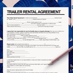 Editable Trailer Rental Agreement - Etsy