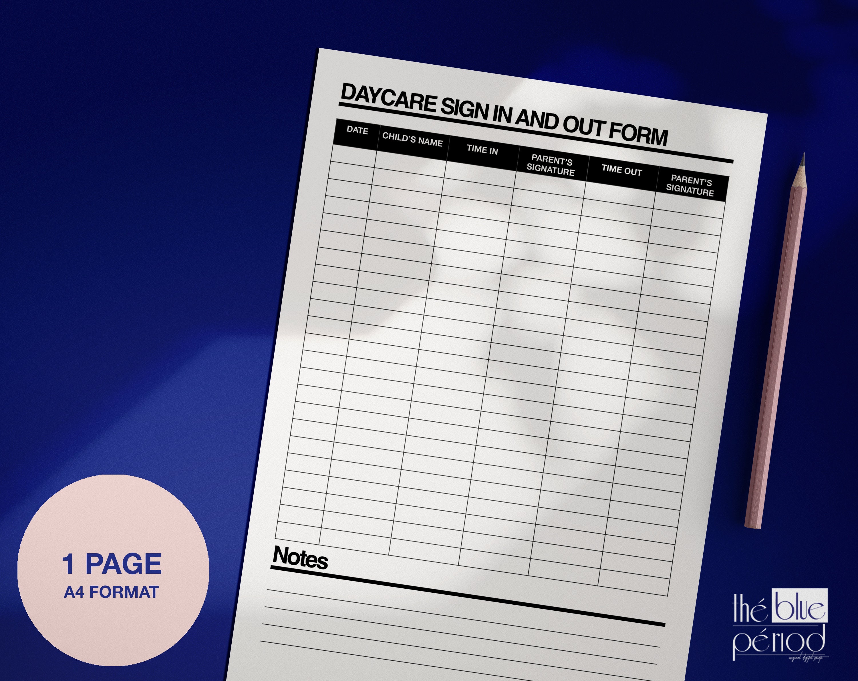 Editable Daycare Sign in and Out Form - Etsy