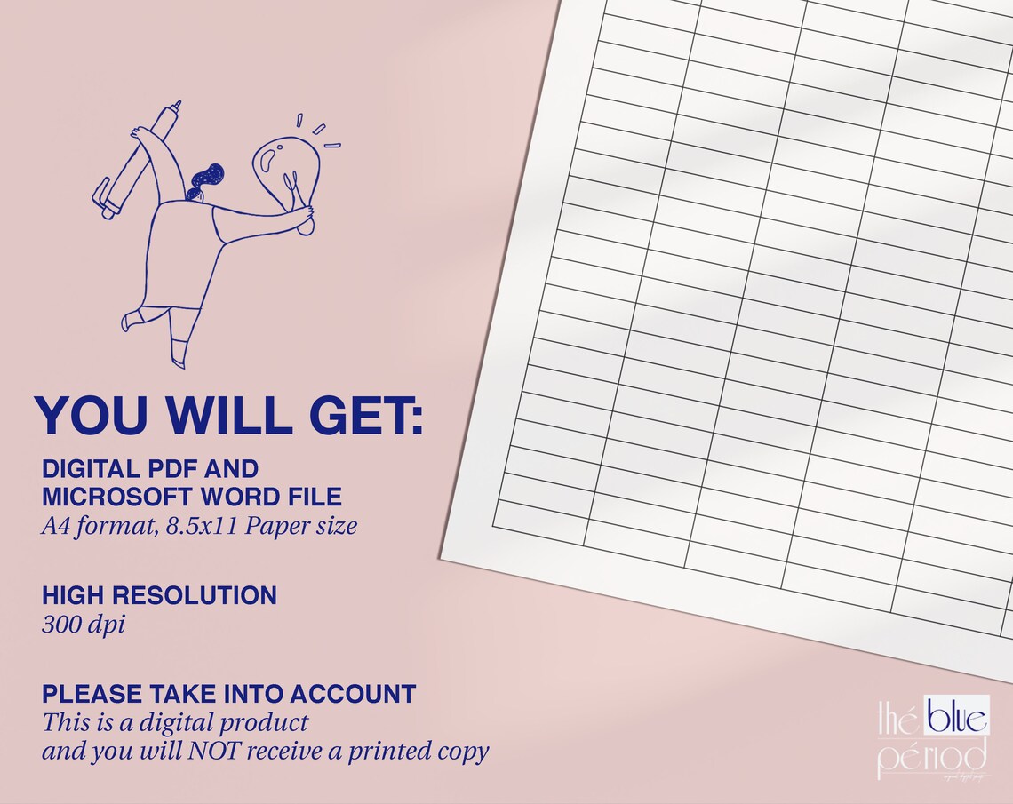 Editable 6,7 and 8 Columns Chart Text Input Fillable - Etsy