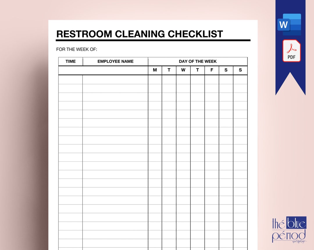 Editable Restroom Cleaning Checklist - Etsy
