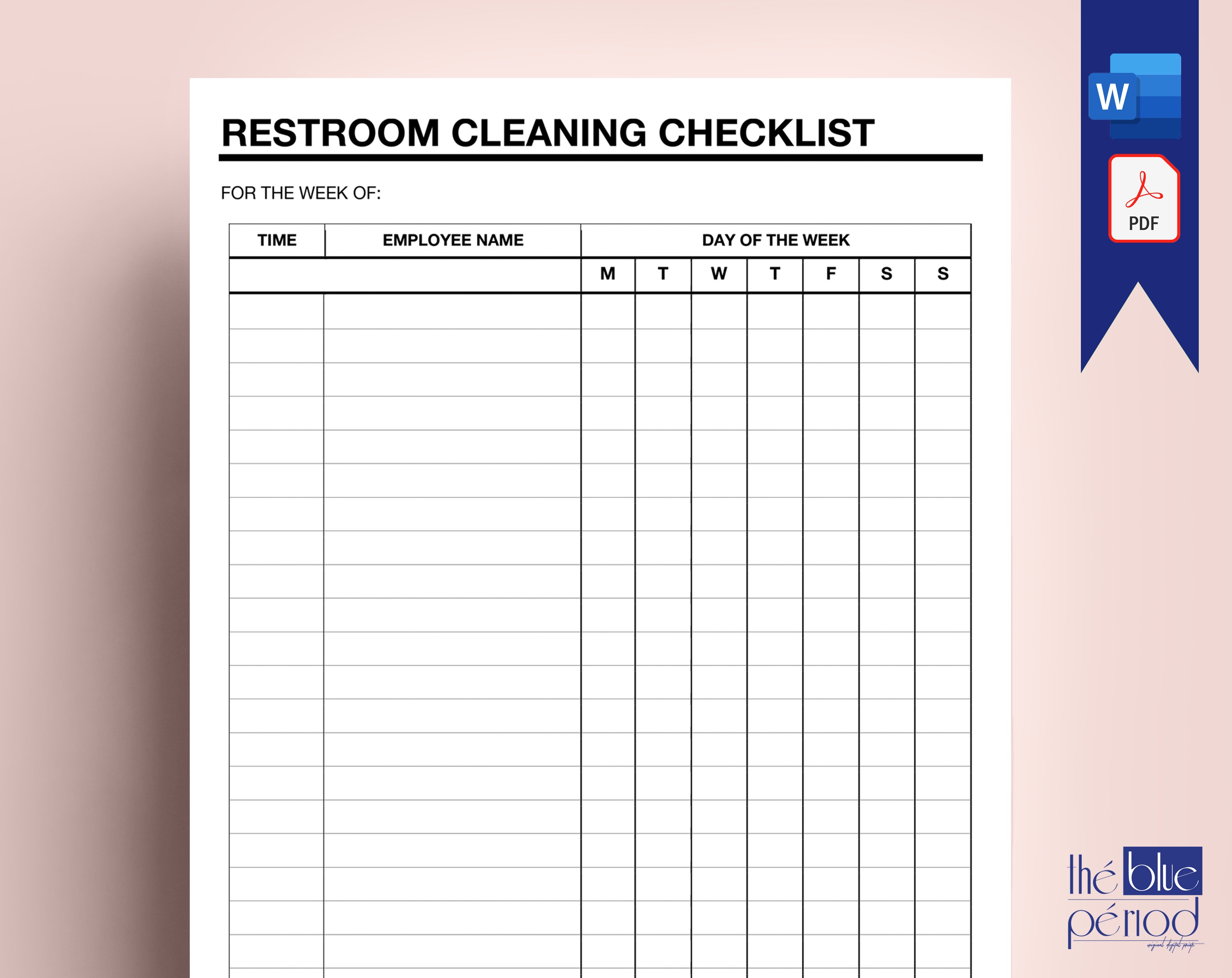 Editable Restroom Cleaning Checklist - Etsy