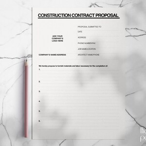Editable Construction Contract Proposal - Etsy