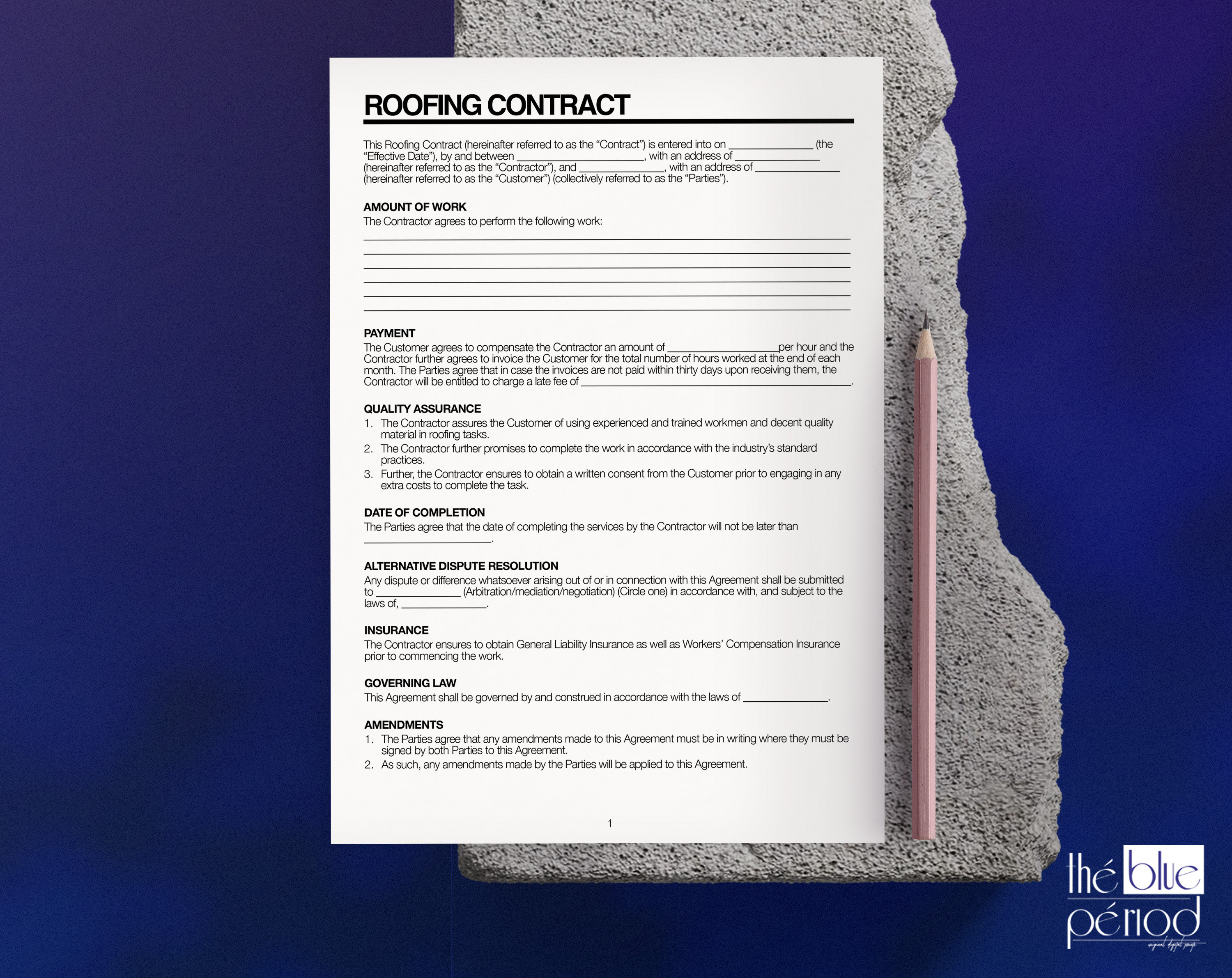 Editable Roofing Contract Template - Etsy