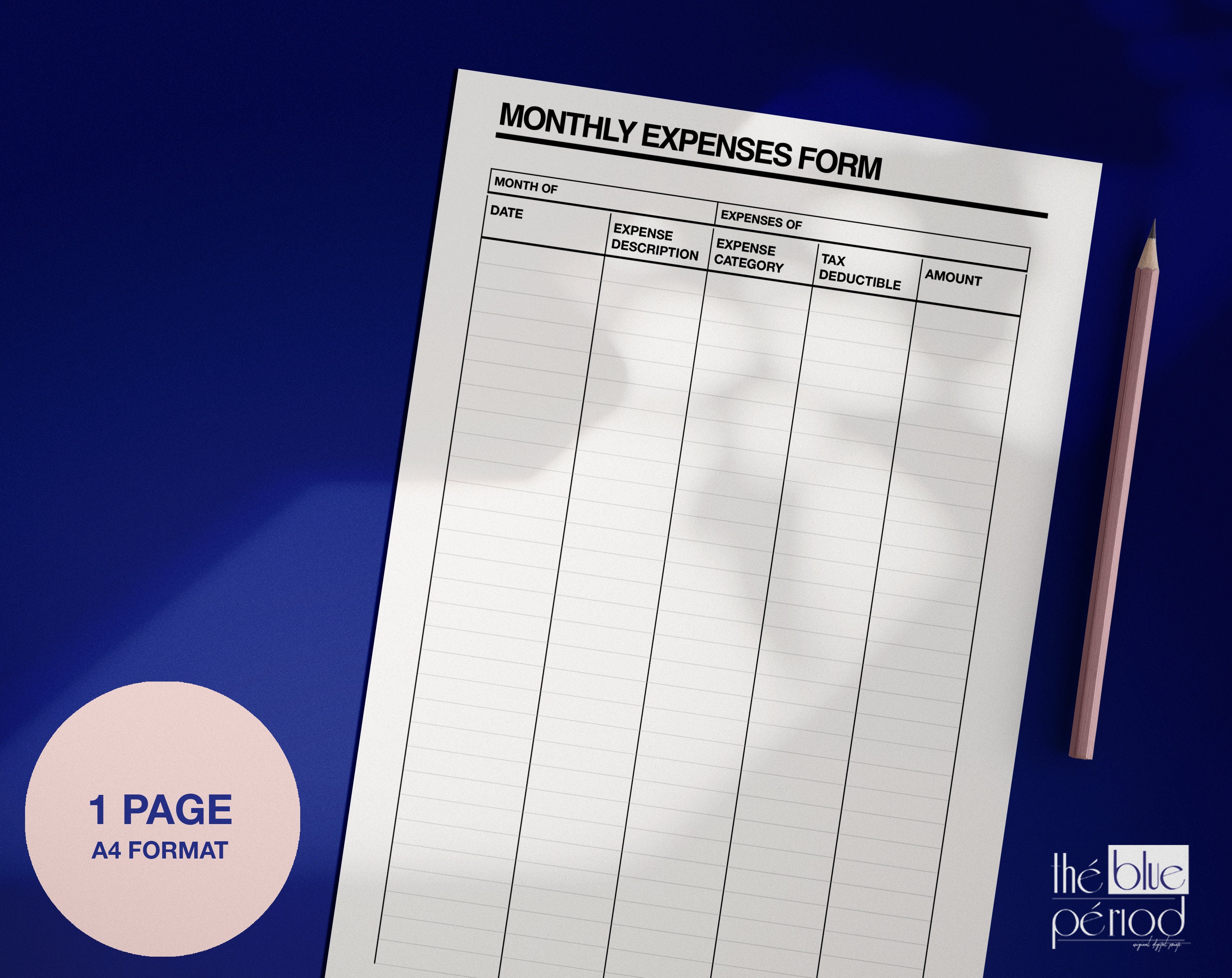 Editable Monthly Expenses form - Etsy