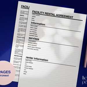 Editable Facility Rental Agreement Form - Etsy