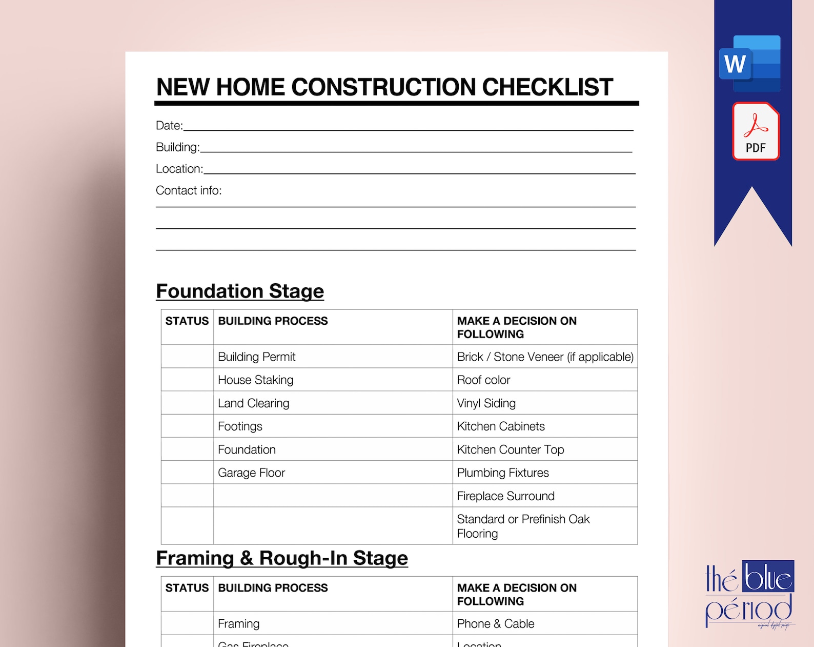 Editable New Home Construction Checklist - Etsy