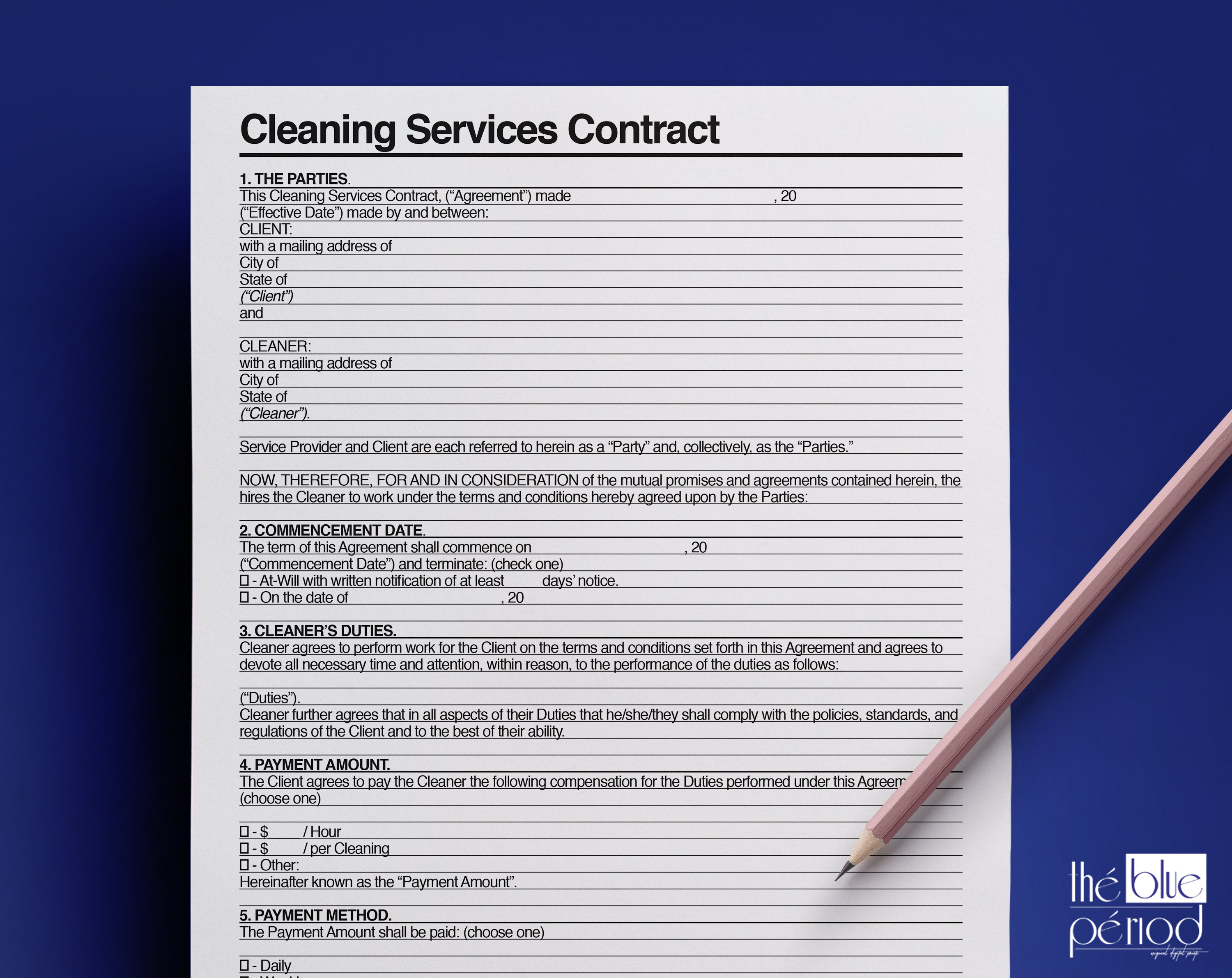 Printable Cleaning Contract - Etsy