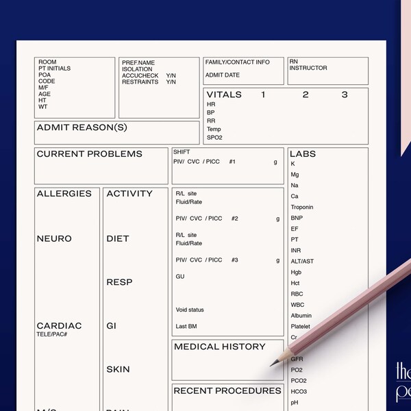 Nurse Report Sheet - Etsy