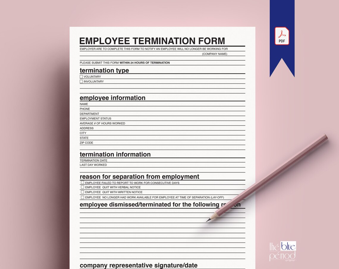 Printable Employee Termination Form - Etsy