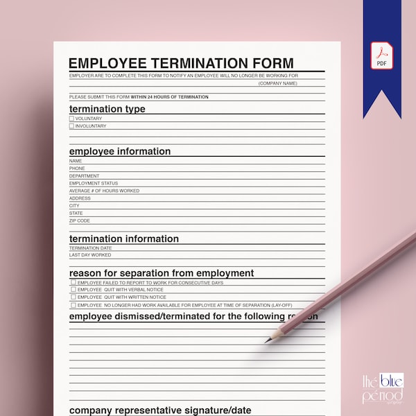 Employee Termination Form - Etsy