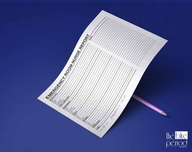 Emergency Room Nurse Report Sheet PDF - Etsy