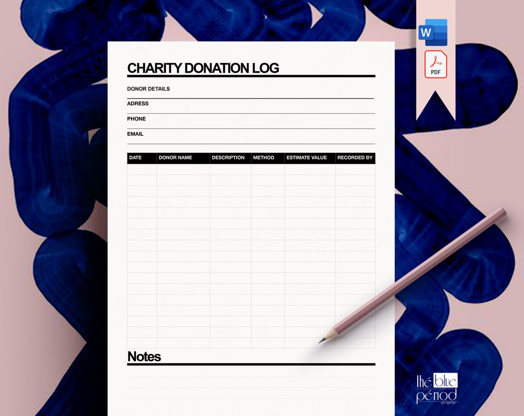 Editable Charity Donation Log - Etsy