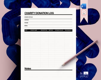 Donation Log Printable, Charitable Sheet, Tithe Form, Business ...