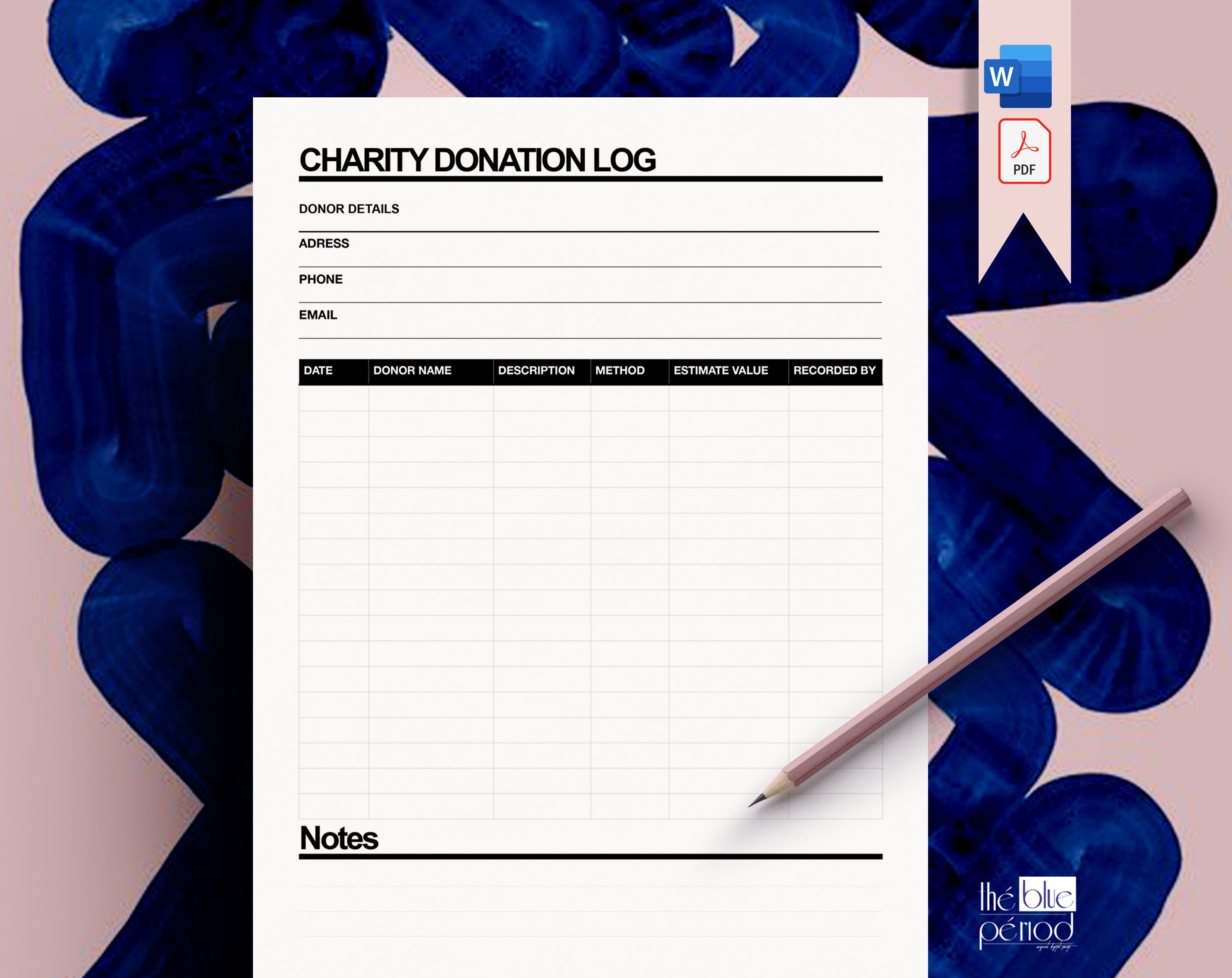 Editable Charity Donation Log - Etsy