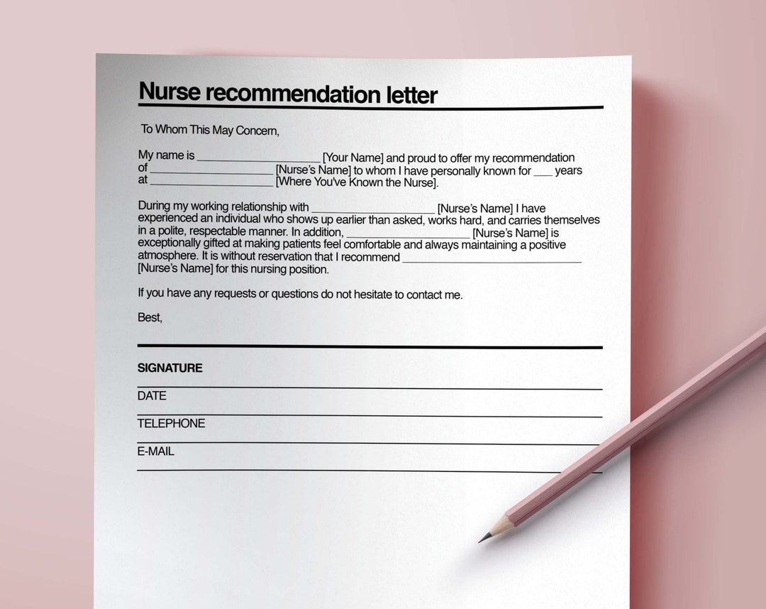 Editable Nurse Recommendation Letter - Etsy