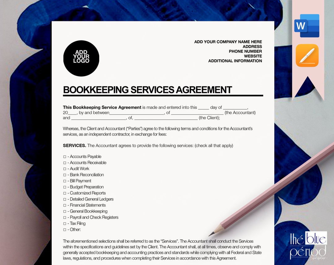 Editable Bookkeeping Services Agreement - Etsy