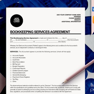 Editable Bookkeeping Services Agreement - Etsy