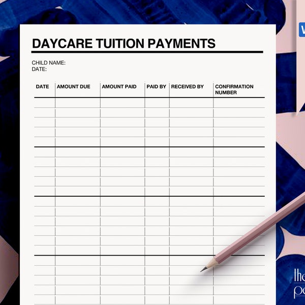 Childcare Tuition Tracker - Etsy