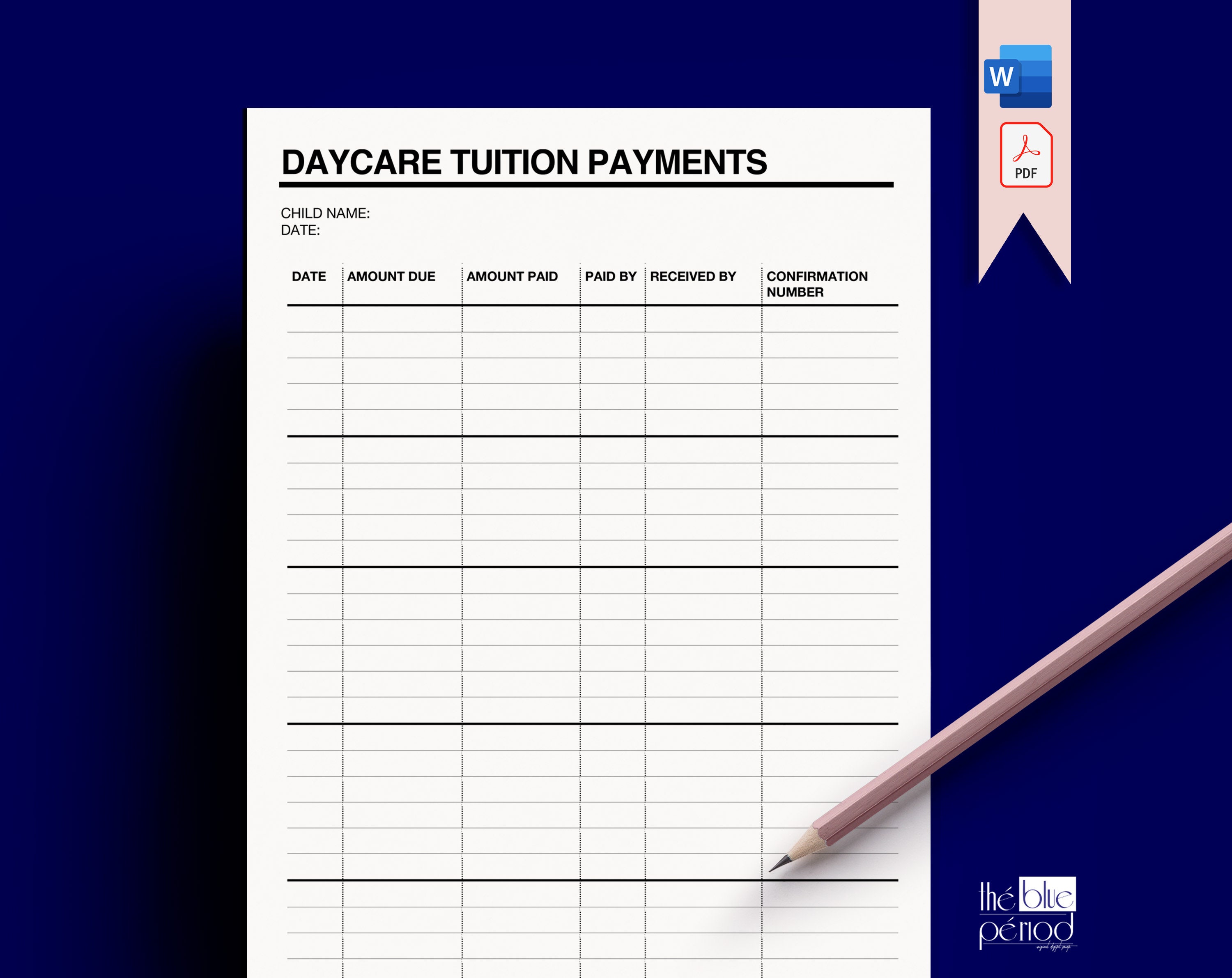 Editable Daycare Tuition Payments Template - Etsy